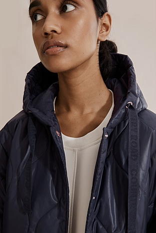 Midnight Blue Recycled Polyester Puff Sleeve Spray Jacket - Jackets ...