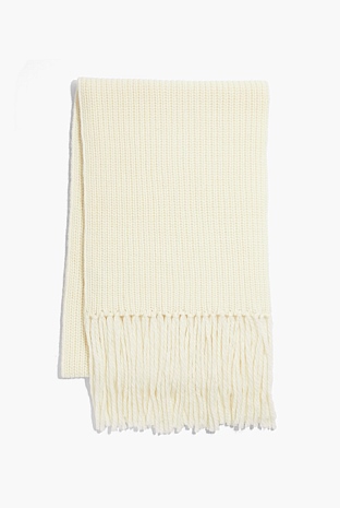 Winter White Long Fringe Rib Scarf - Hats, Scarves & Gloves | Country Road