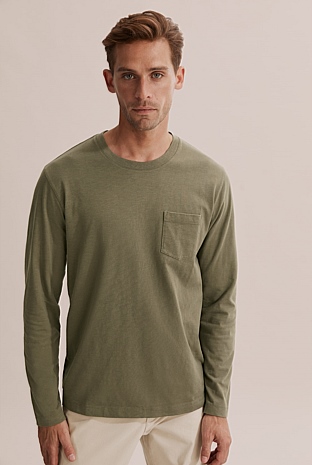Washed Khaki Slub T-Shirt - Natural Fibres | Country Road
