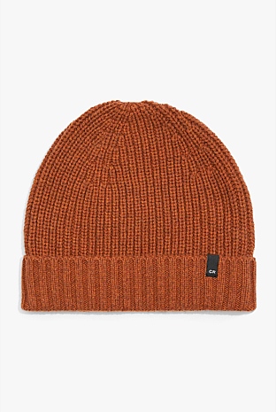 Burnt Orange Cotton Blend Rib Beanie - Hats & Scarves | Country Road