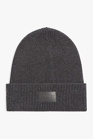 Charcoal Marle Branded Rib Beanie - Hats, Scarves & Gloves | Country Road