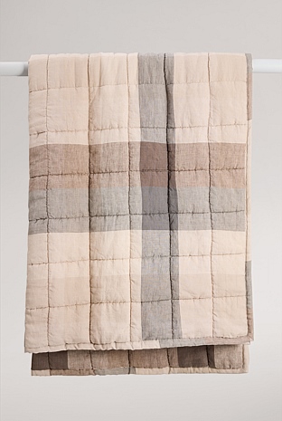 Natural Sarra Check Throw - Throws | Country Road