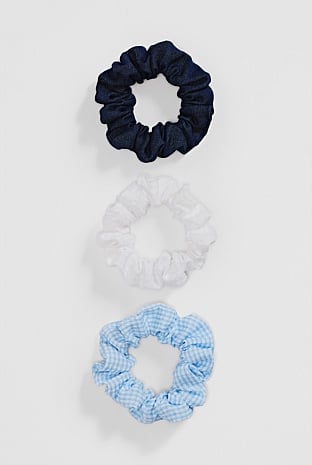 Sky Blue Dobbie Scrunchie Pack of 3 - Natural Fibres | Country Road