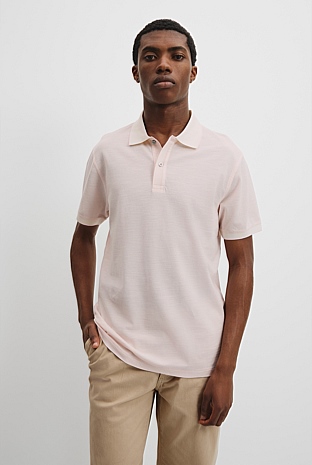 Candy Pink Australian Cotton Micro Textured Polo - Natural Fibres ...