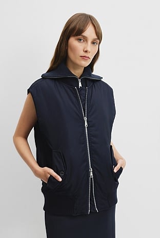 Navy Sleeveless Bomber - Jackets & Coats | Country Road