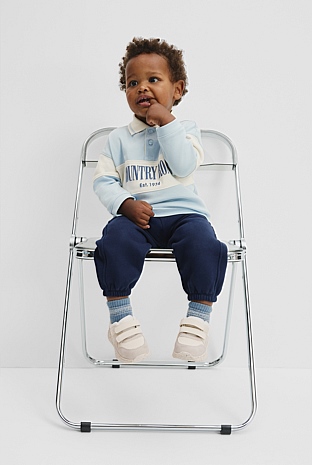 Powder Blue Organically Grown Cotton Logo Rugby T-Shirt - T-Shirts ...