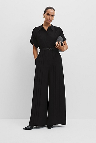 Black Pleat Detail Jumpsuit - Dresses | Country Road