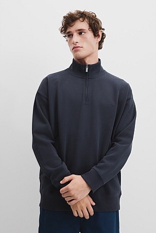 Navy Oversized Half Zip Sweat - Sweats | Country Road