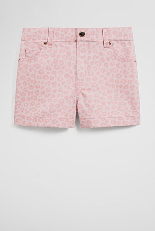 Pink Leopard Hi Rise Denim Short - Denim & Jeans | Country Road