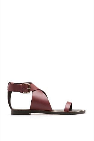 Burgundy Clara Flat Sandal - Sandals & Thongs | Country Road