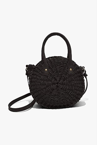 Black Round Mini Straw Crossbody - Bags | Country Road