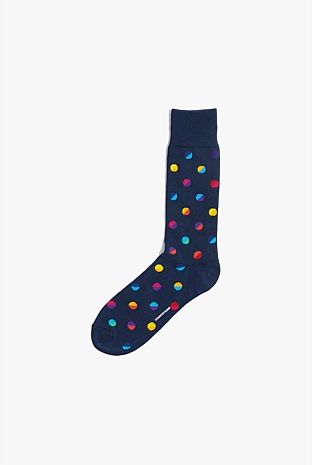 Navy Rainbow Dot Sock - Socks | Country Road