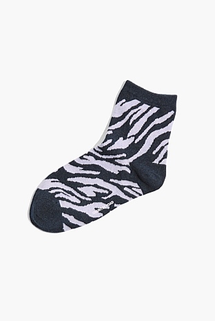 Smoke Zebra Quarter Crew Sock - Socks & Tights | Country Road