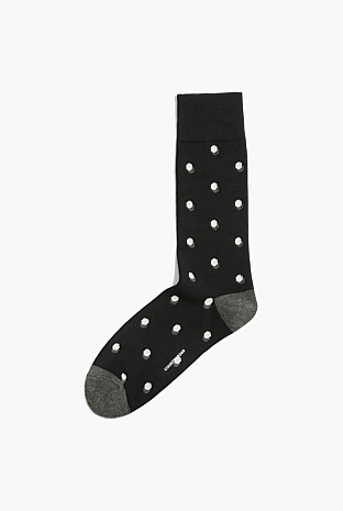 Black Shadow Dot Sock - Socks | Country Road