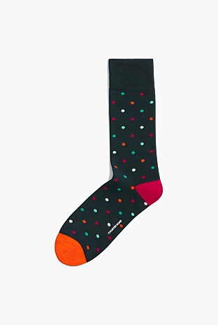 Green Coloured Dot Sock - Socks | Country Road