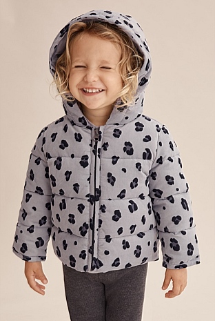 Grey Leopard Cord Puffer - Jackets & Coats | Country Road