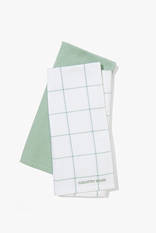 Pale Green Kent Tea Towel Pack of 2 - Tea Towels | Country Road