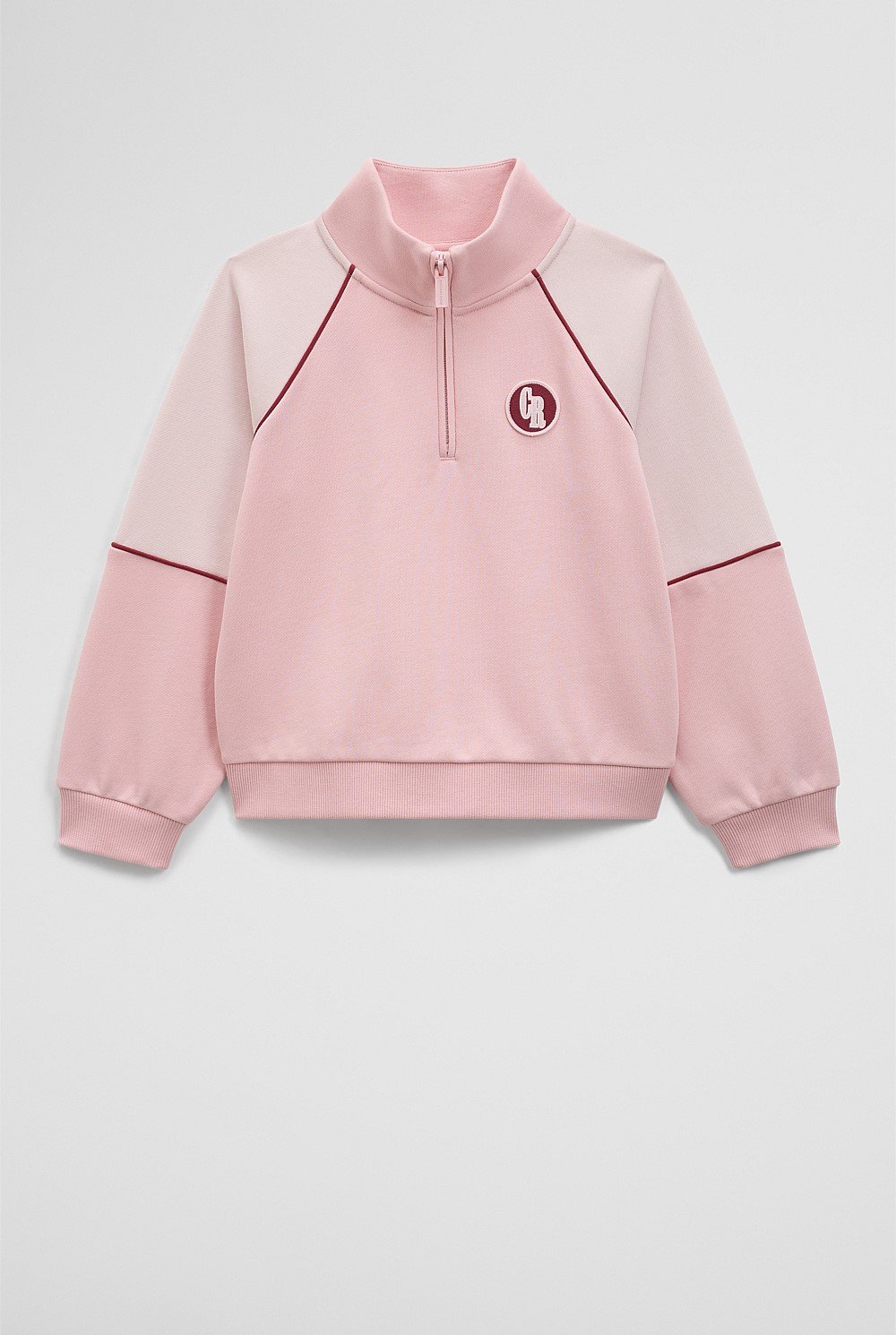 Multi Pink Spliced Half Zip Sweat - Sweats | Country Road
