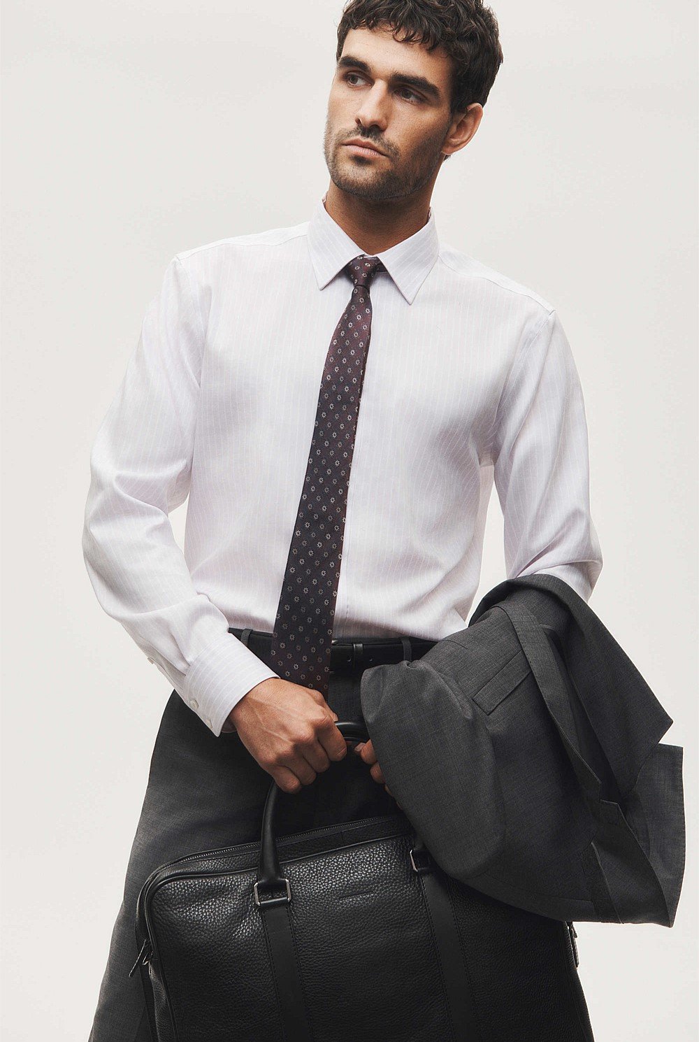 Soft Lilac Regular Fit Pinstripe Travel Shirt - Work | Country Road