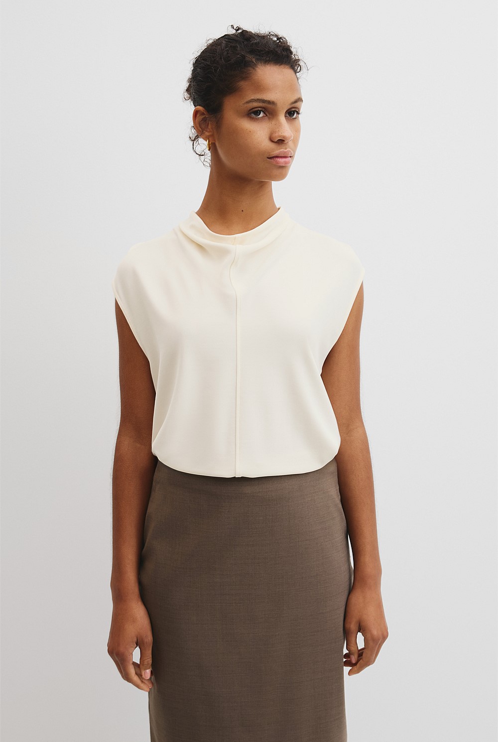 Antique White Crepe Jersey T-Shirt - Work | Country Road
