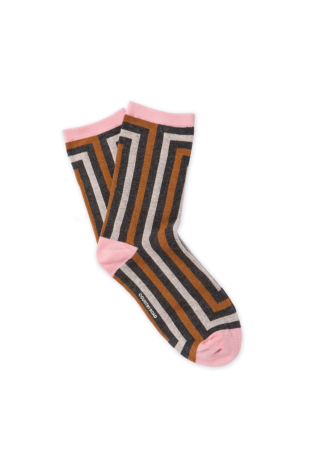 Pale Pink Square Line Crew Socks - Socks & Tights | Country Road