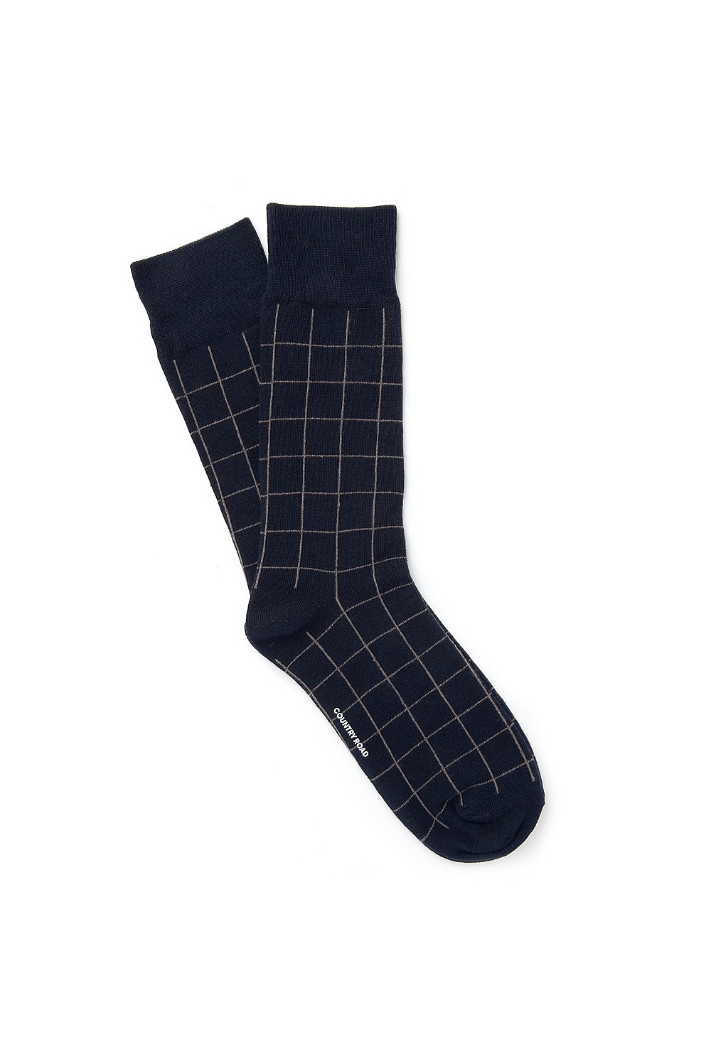 Dark Navy Large Grid Socks - Socks | Country Road