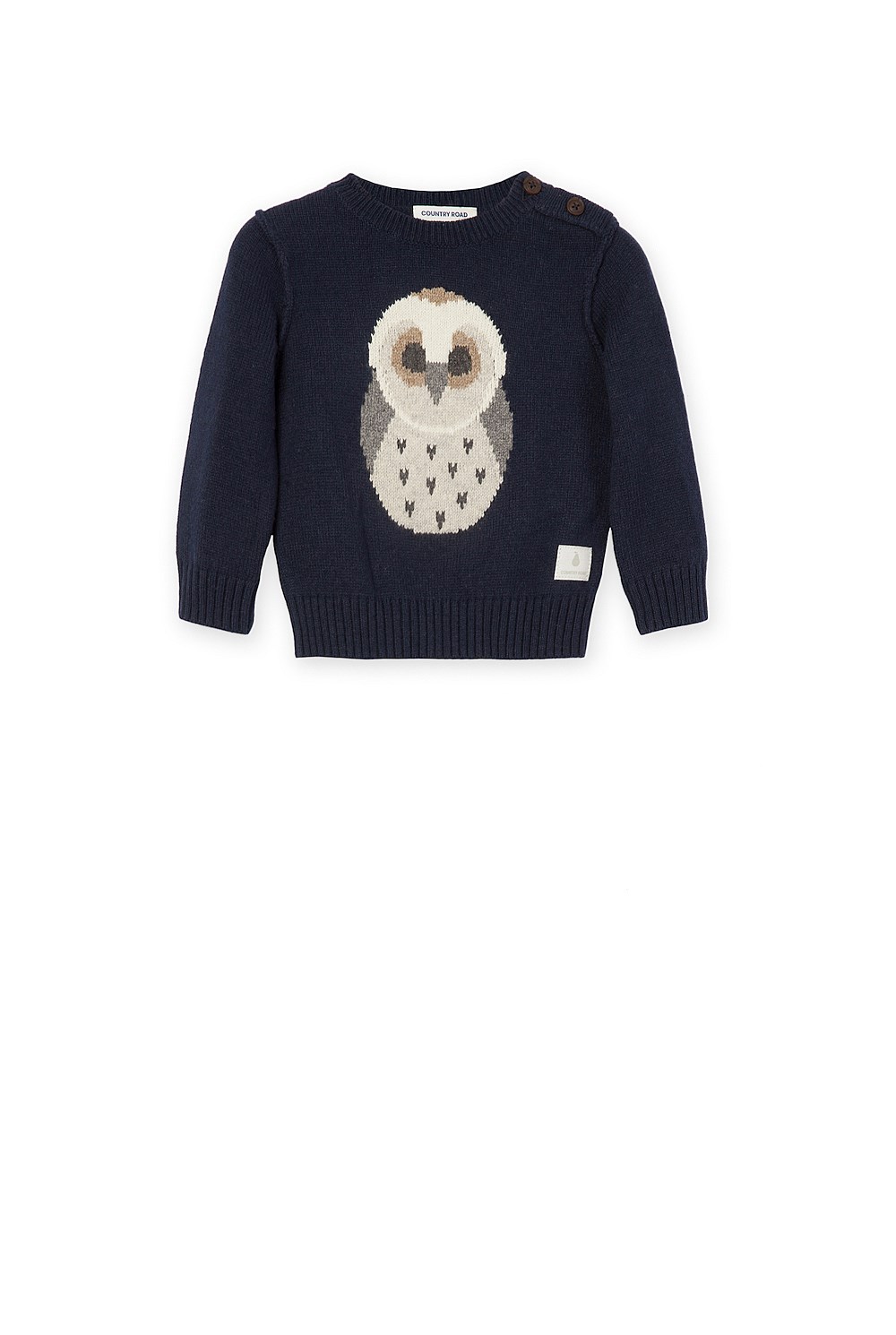 Navy Owl Intarsia Crew - Knitwear | Country Road