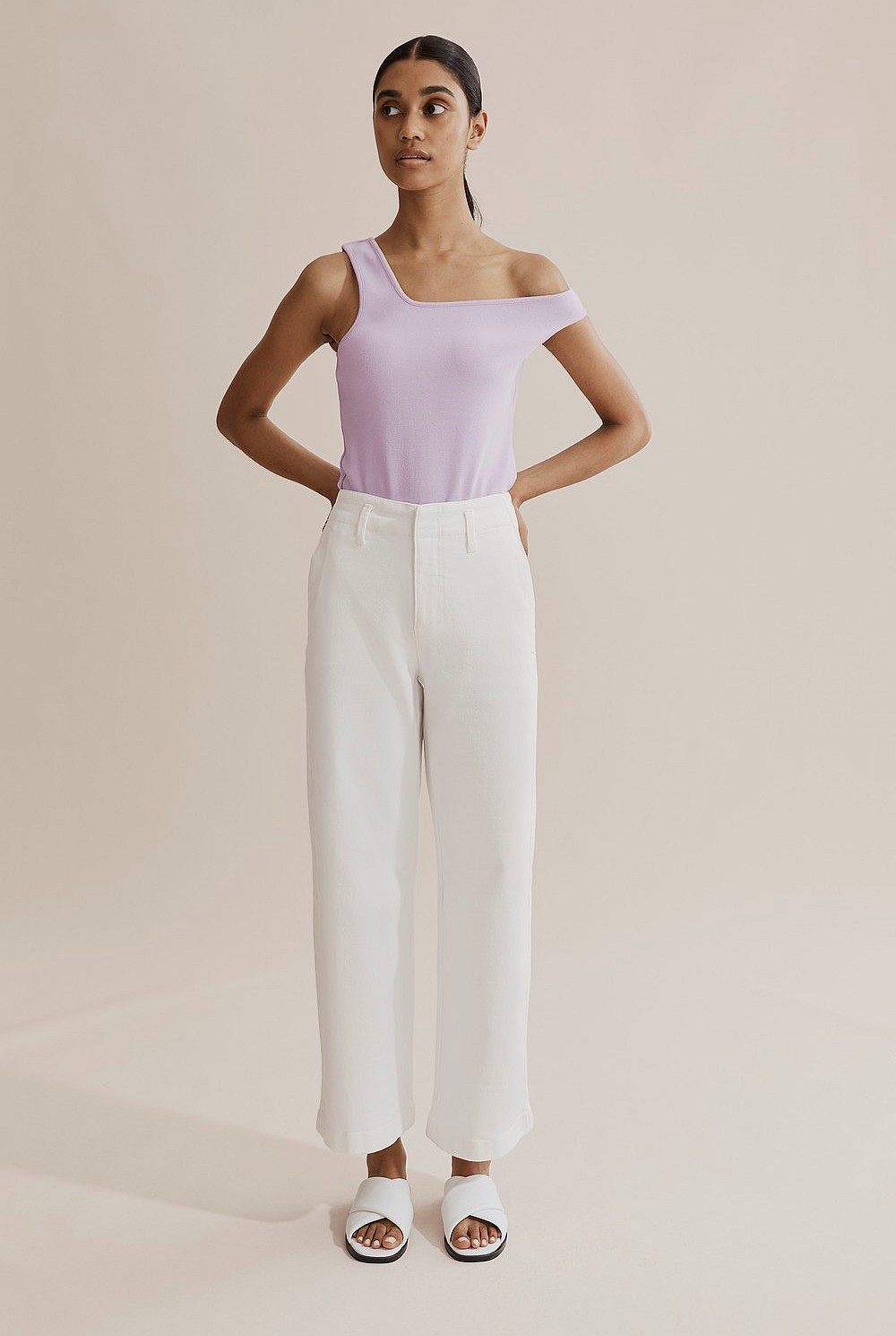 Mauve One Shoulder Rib Top - T-Shirts & Tops | Country Road