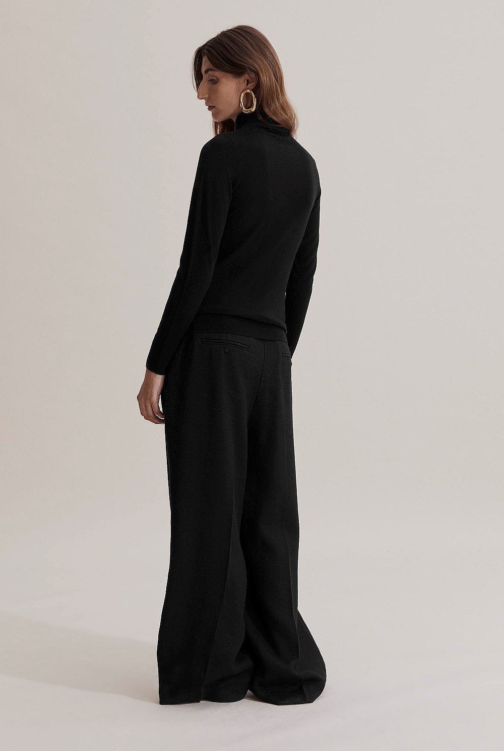 Black Merino Wool Silk Long Sleeve Knit - Australian Grown | Country Road