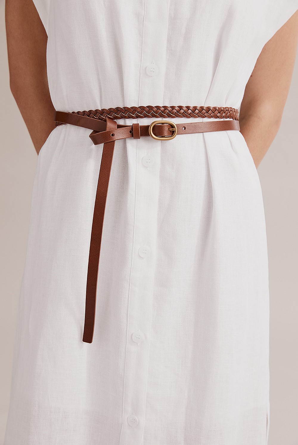 Tan Skinny Double Belt - Belts | Country Road