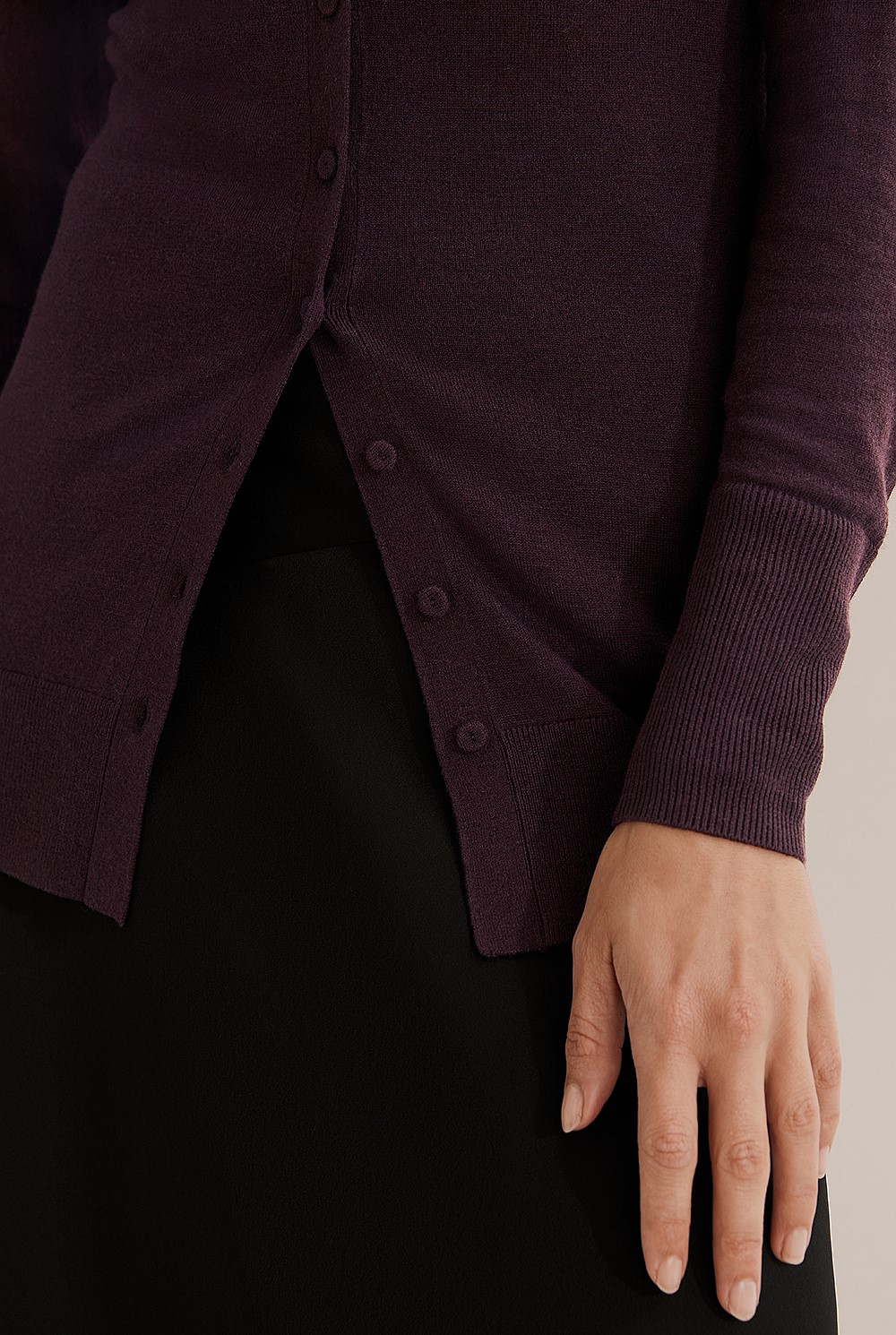 Plum Australian Merino Wool Silk Cardigan - Australian Grown | Country Road