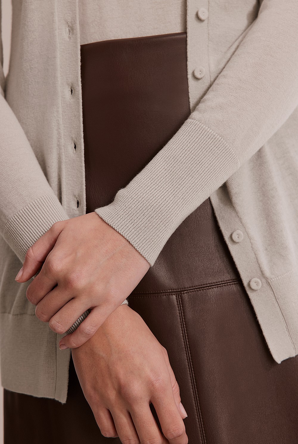 Stone Australian Merino Wool Silk Cardigan - Natural Fibres | Country Road