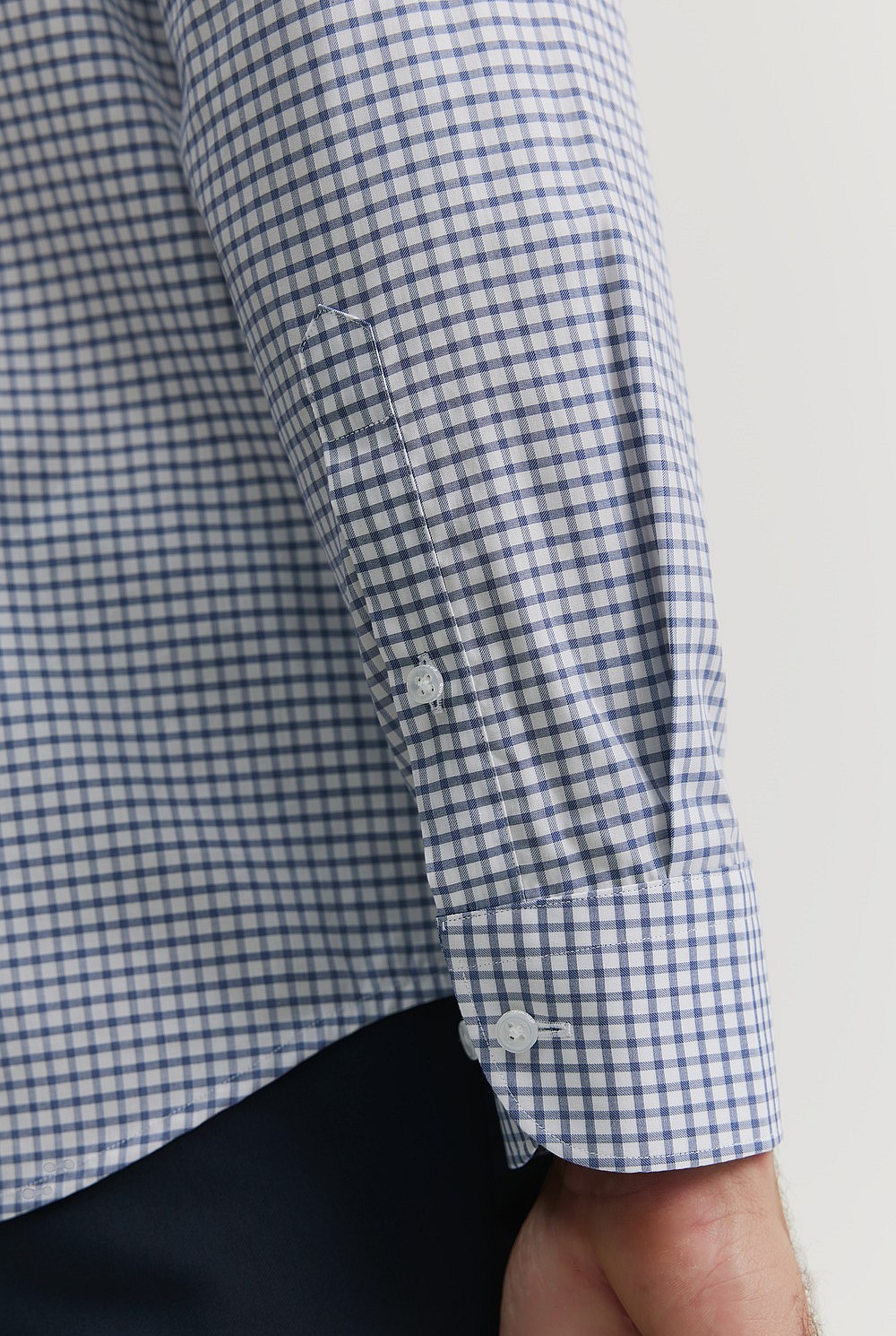 Blue Tailored Fit Super Fine Cotton Gingham Shirt - Work | Country Road