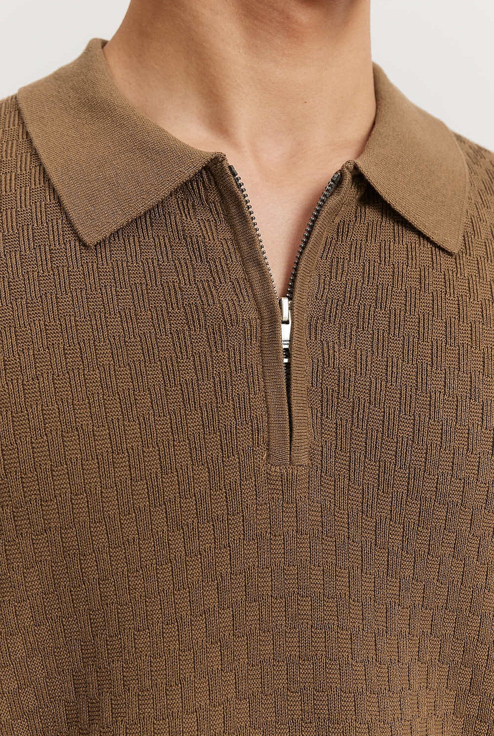 Hazelnut Cotton Silk Textured Knit Polo - Event | Country Road