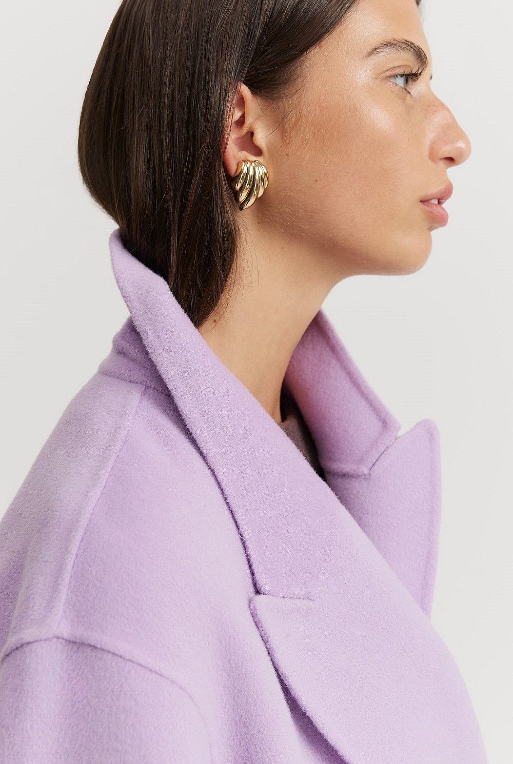 Lilac Double-Breasted Soft Coat - Jackets & Coats | Country Road