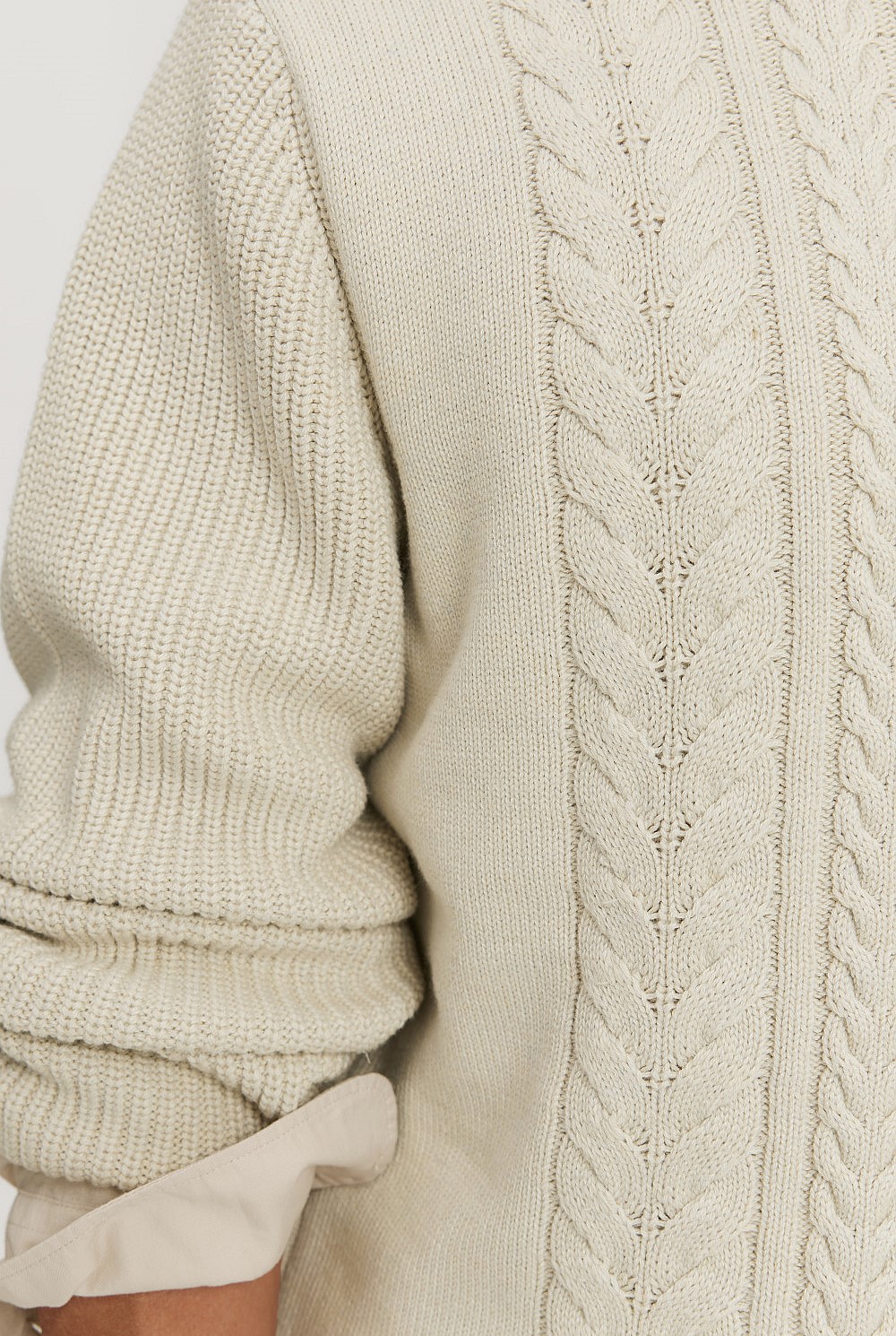 Oat Milk Cotton Cable Crew Knit - Natural Fibres | Country Road
