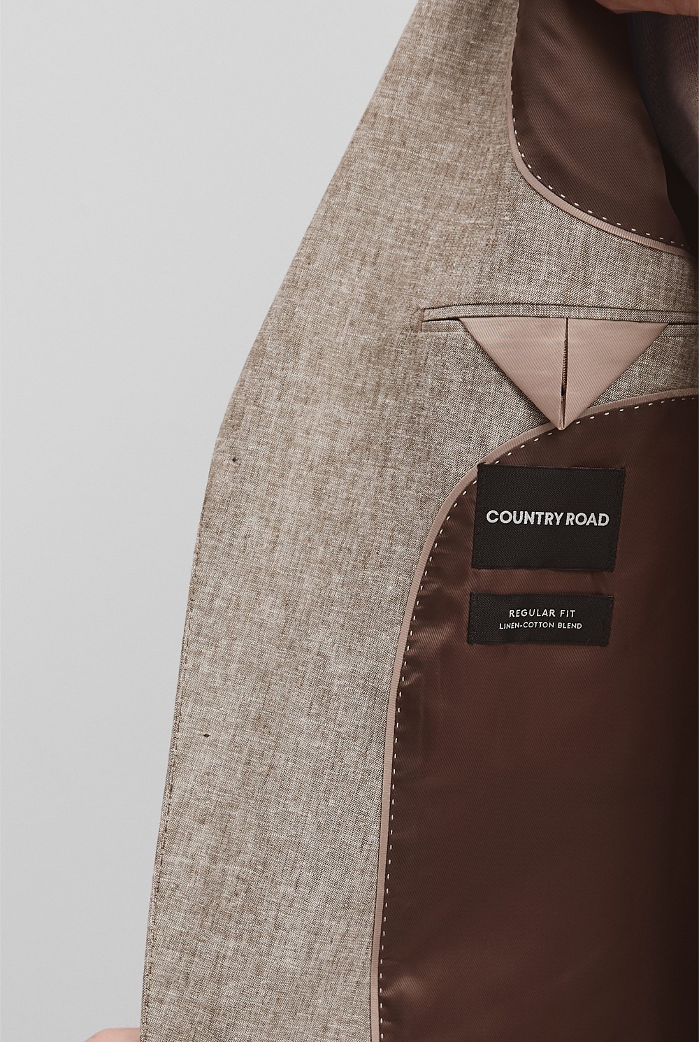 Beige Regular Linen Cotton Textured Jacket - Work | Country Road