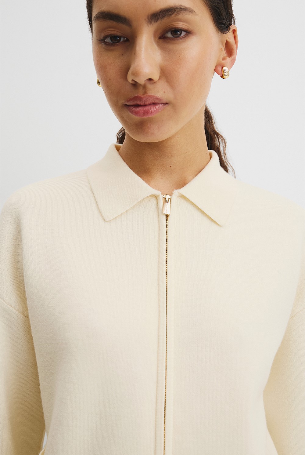 Bone Zip Knit Jacket - Knitwear | Country Road