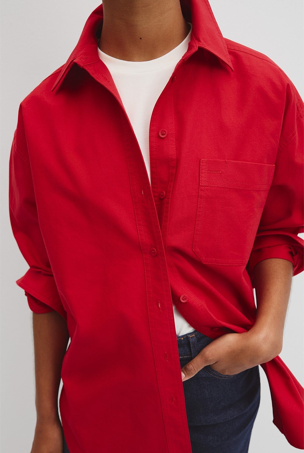 Vivid Cherry Oversize Oxford Shirt - Shirts | Country Road