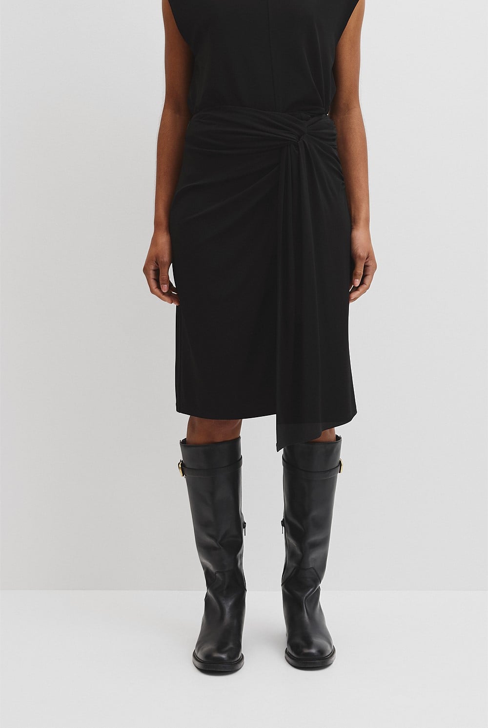Black Twist Crepe Skirt - Work | Country Road