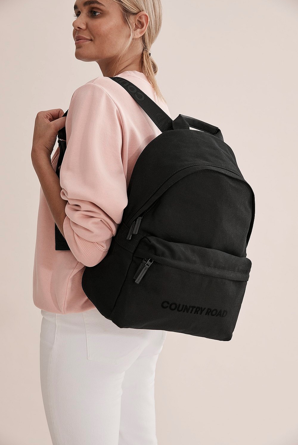 Black Flocked Logo Backpack - Bags | Country Road