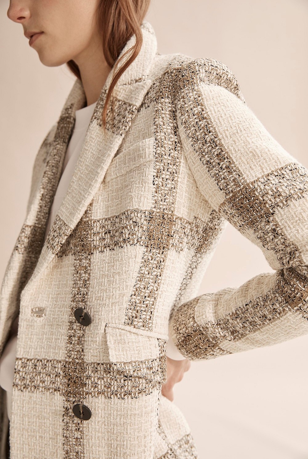 Cream Check Blazer - Jackets & Coats | Country Road
