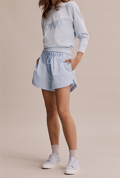 Chambray Blue Recycled Nylon Spray Short - Shorts | Country Road