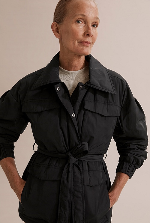 Black Recycled Polyester Utility Jacket - Organically Grown or Recycled ...