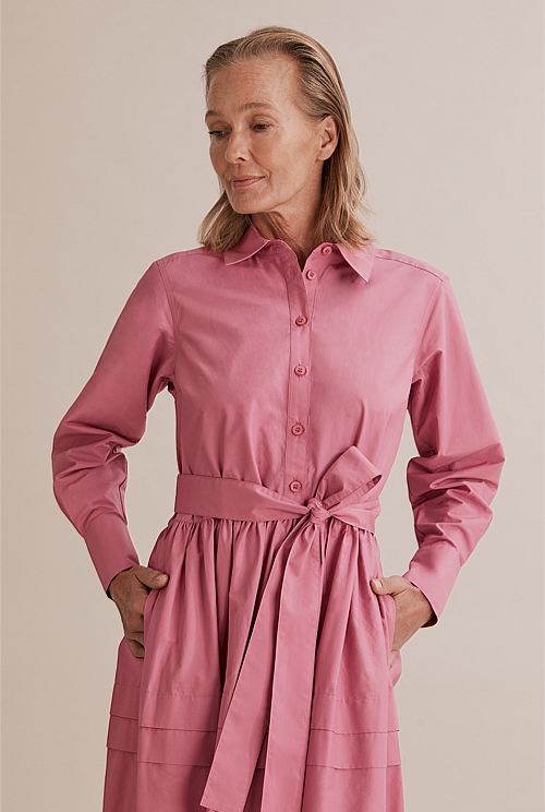 Rose Wine Panelled Shirt Dress - Dresses | Country Road