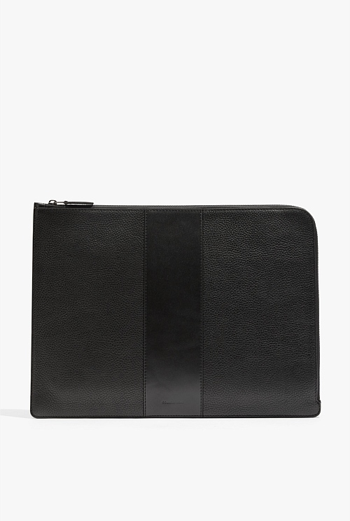 Black Leather Laptop Case - Work | Country Road
