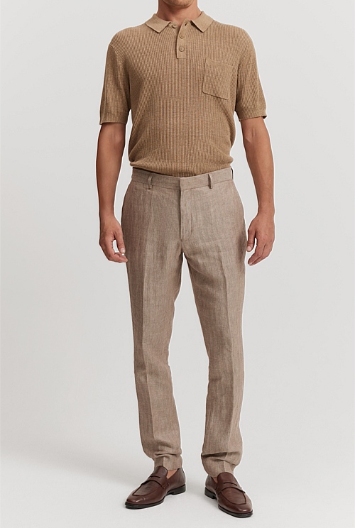 Wicker Linen Herringbone Pant - Natural Fibres | Country Road