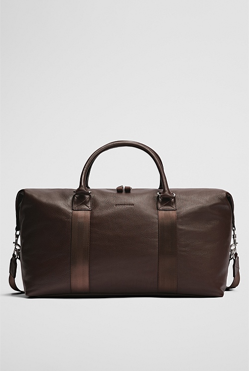 Chocolate Leather Weekender - Curated | Country Road