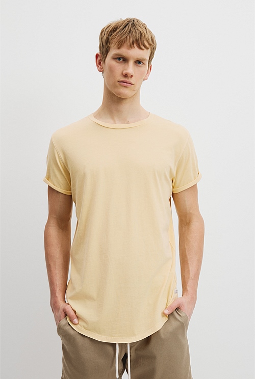 Pineapple Australian Cotton Longline Garment Dye T-Shirt - Natural ...