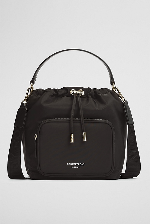 Black Recycled Polyester Soft Bucket Bag - Bags | Country Road